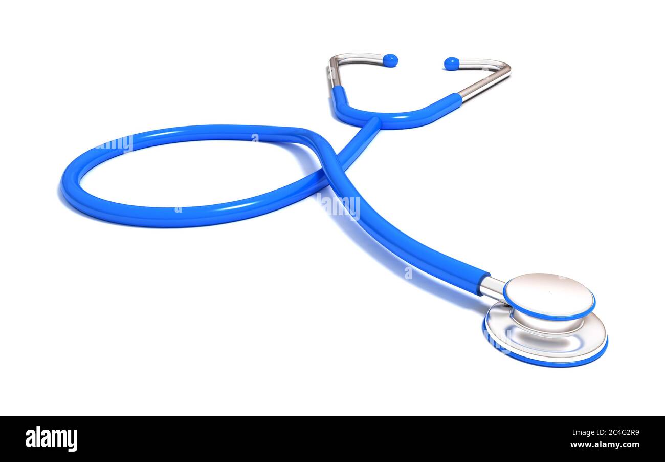 Blue stethoscope isolated on white Stock Photo - Alamy