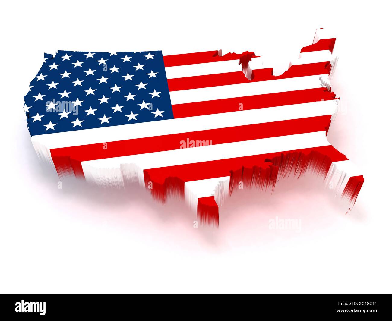 3D USA map wrapped with a US flag texture Stock Photo - Alamy