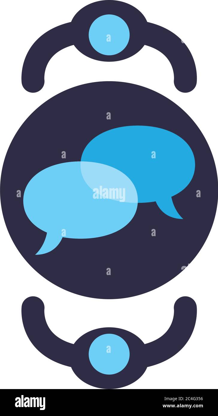 Communication bubbles between avatars flat style icon design, Message ...