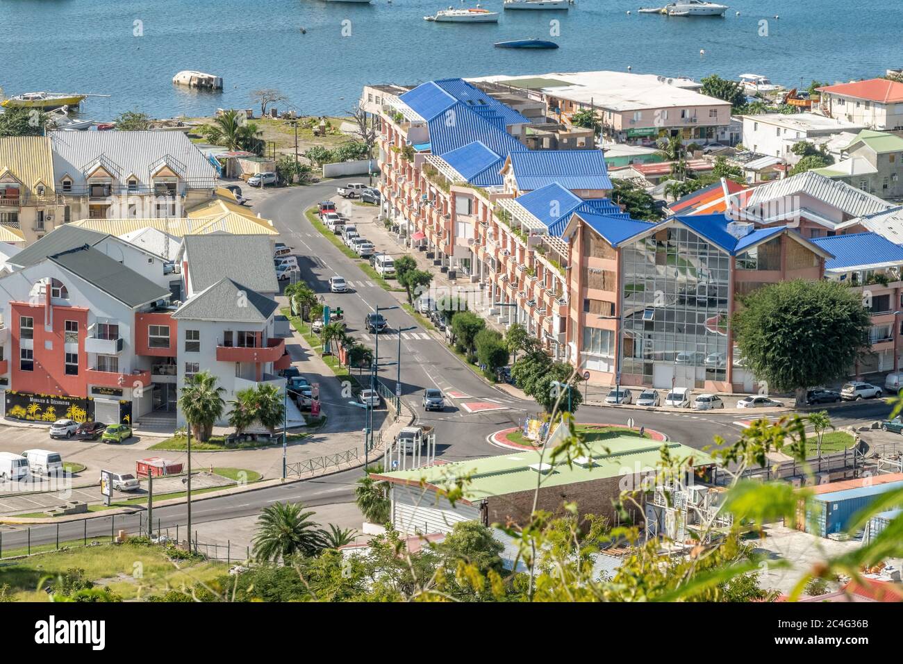 Beautiful Scenic aerial view of the caribbean island of french st ...