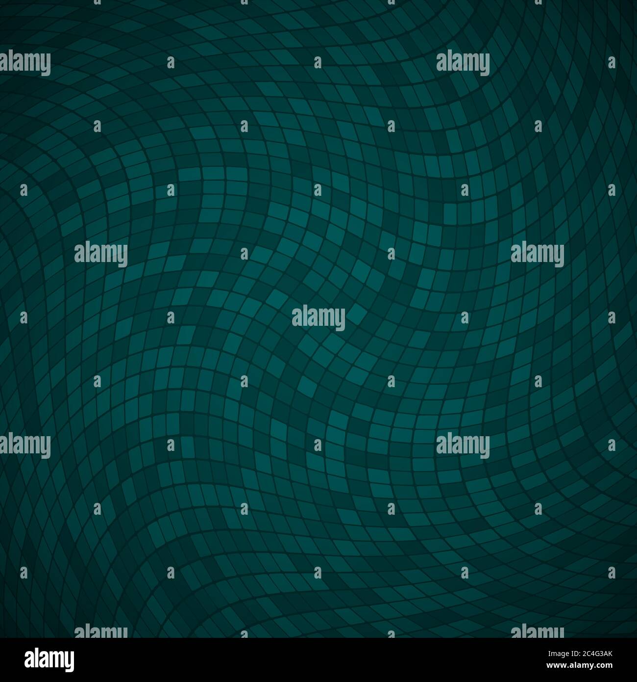 Abstract background of small squares or pixels in dark turquoise colors ...
