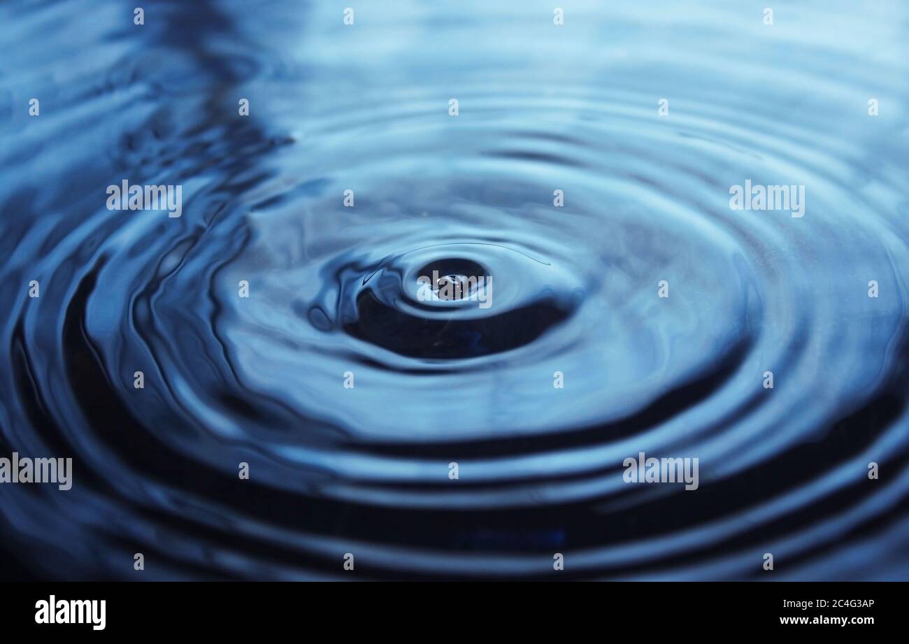 Water drop impact on water surface - Water droplet photography Stock ...