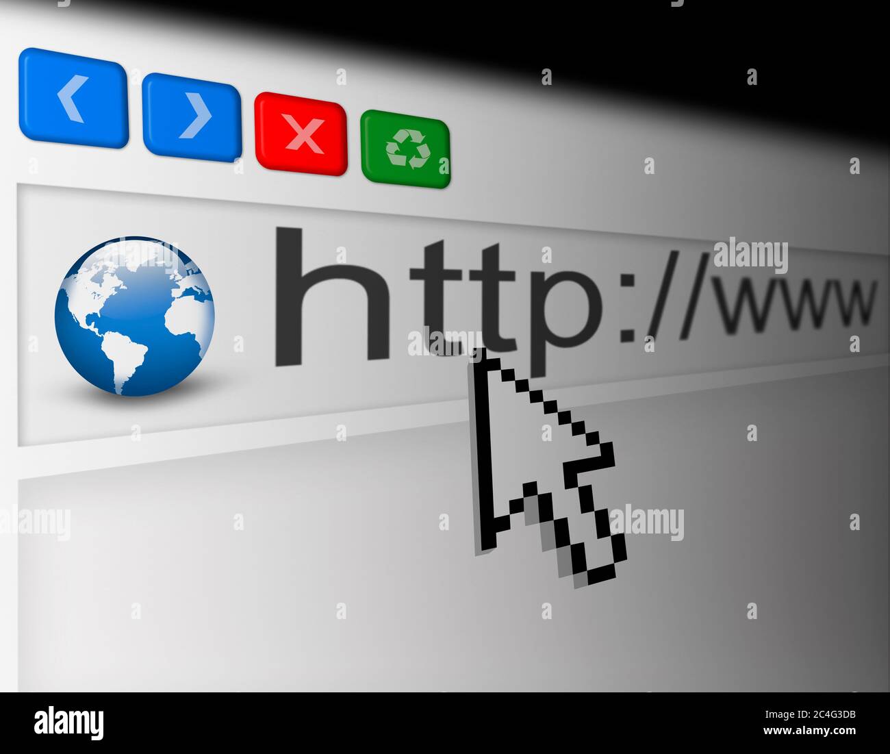 Concept browser window with a large mouse pointer Stock Photo - Alamy