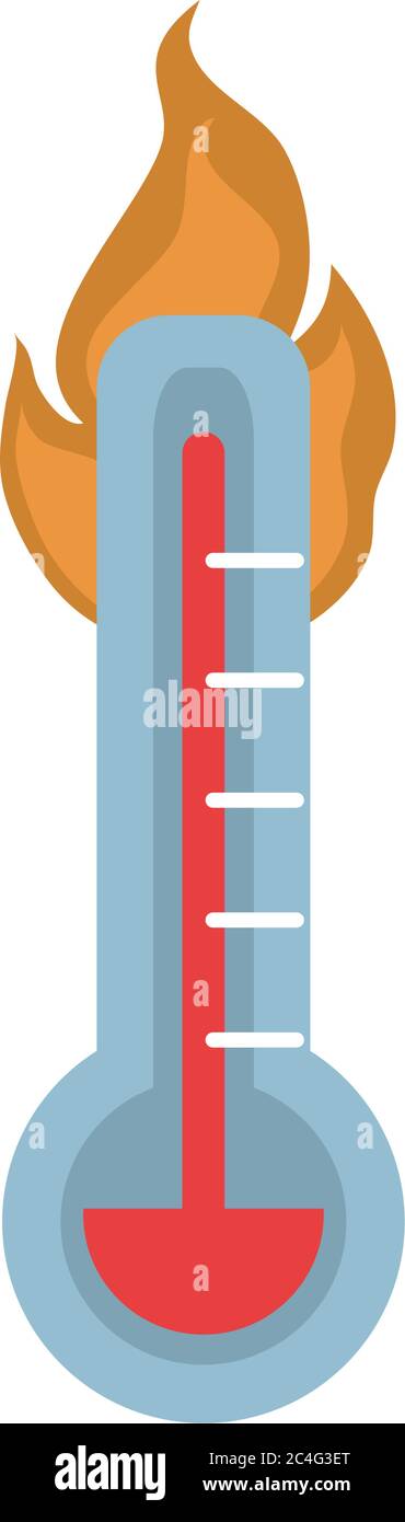 hot thermometer temperature fire in flat style isolated icon vector ...