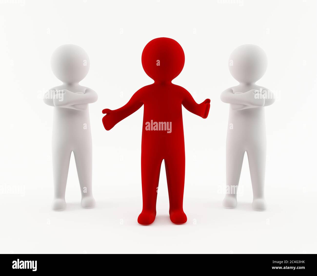 3D characters one red with open arms Stock Photo - Alamy