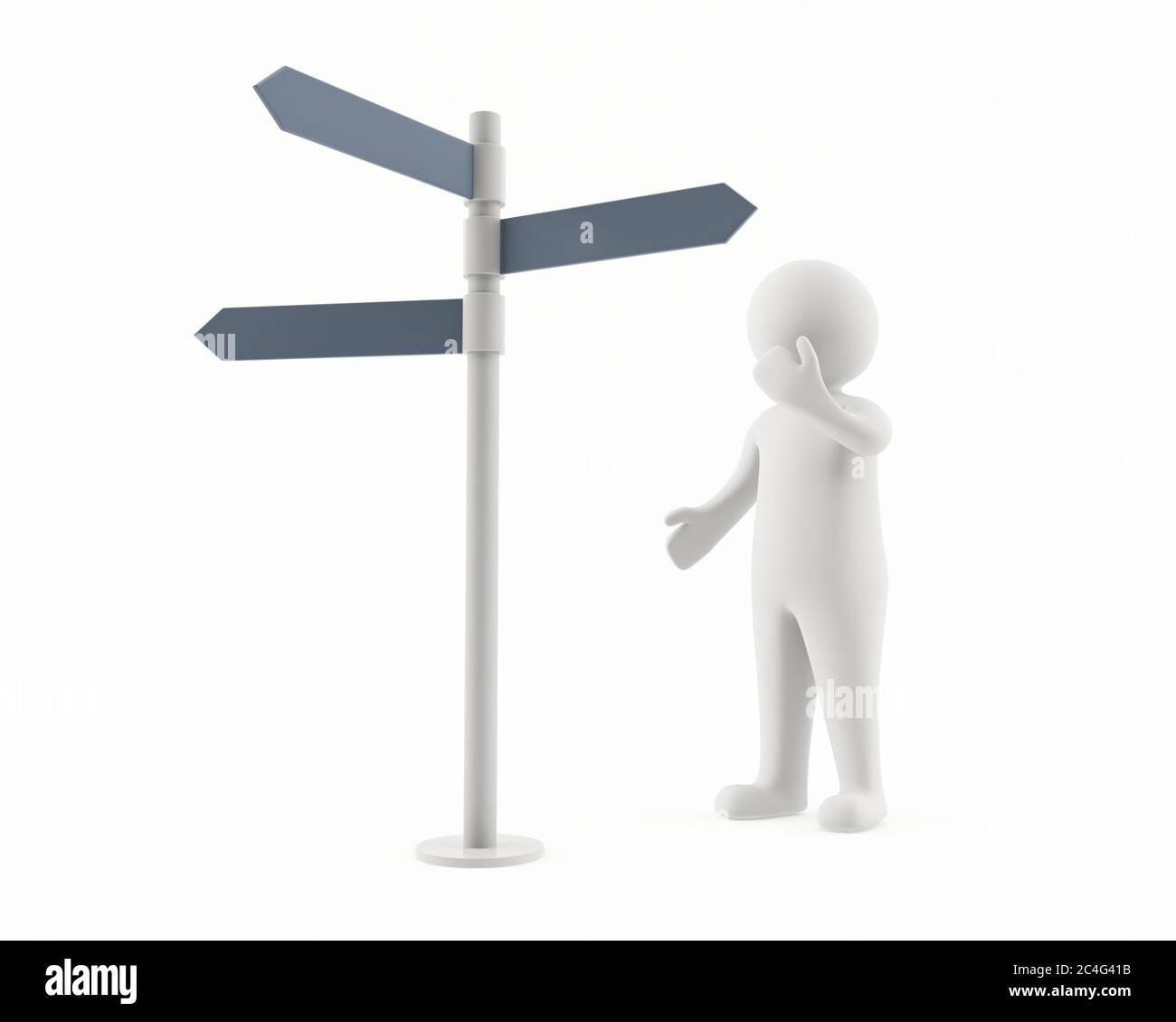 3D man looking at a signpost Stock Photo - Alamy