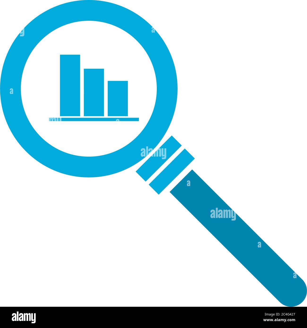 lupe with bars chart flat style icon design, Searching theme Vector ...