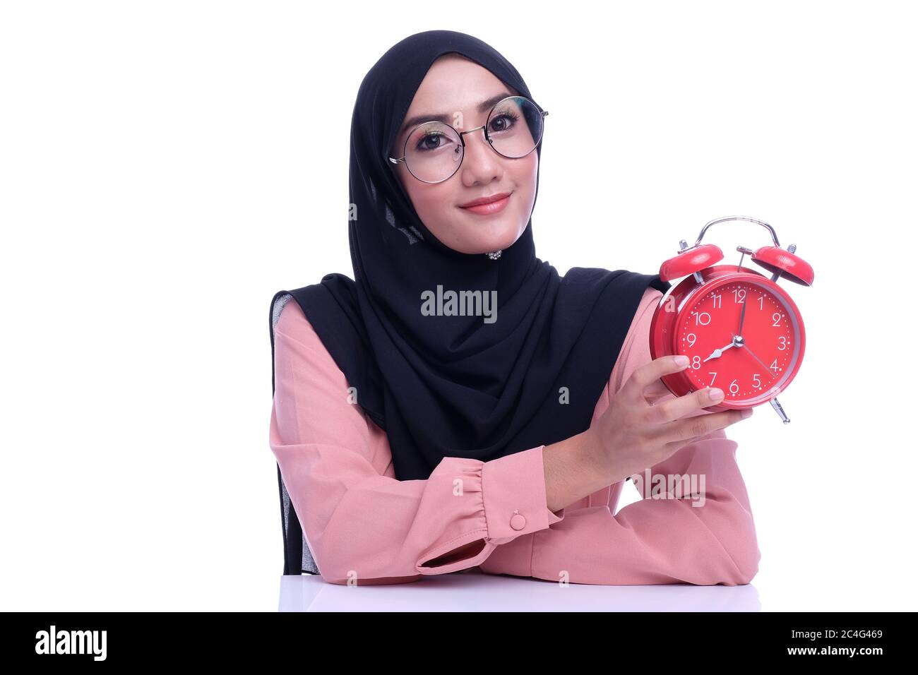 Emotion Face Or Expression Muslim Woman Face With Deference Time Clock
