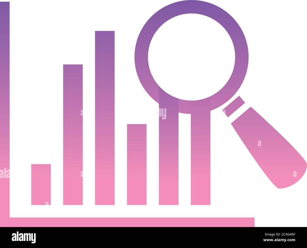 lupe with bars chart gradient style icon design, Searching theme Vector illustration Stock ...