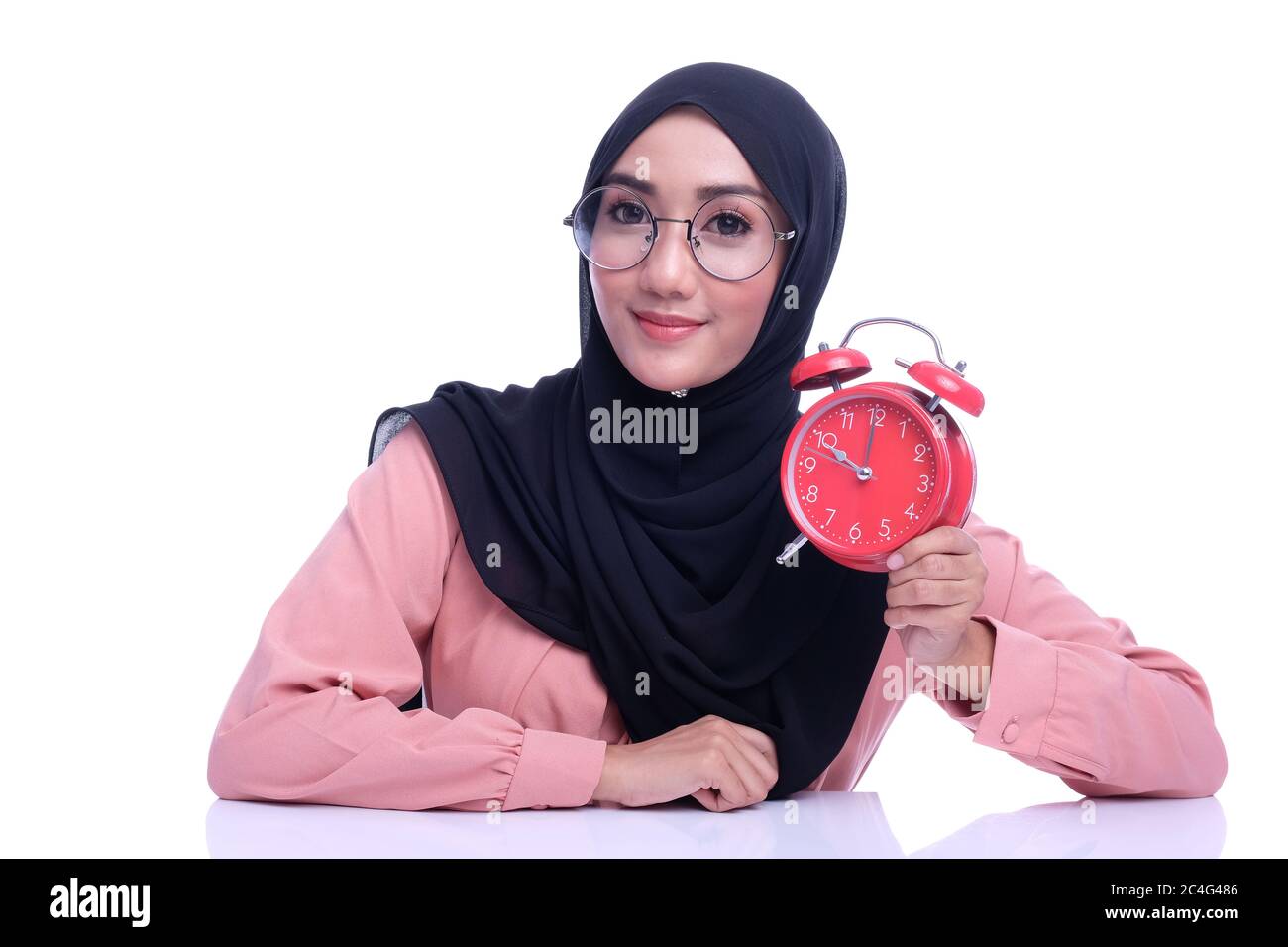 Emotion Face Or Expression Muslim Woman Face With Deference Time Clock