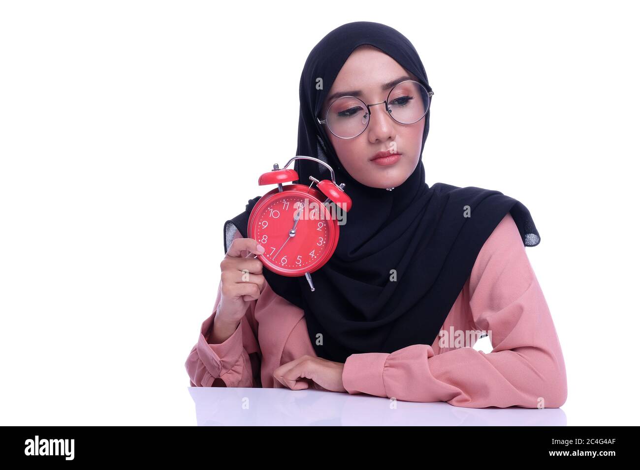 Emotion Face Or Expression Muslim Woman Face With Deference Time Clock