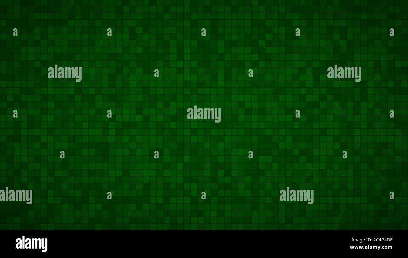 Abstract background of small squares or pixels in dark green colors ...