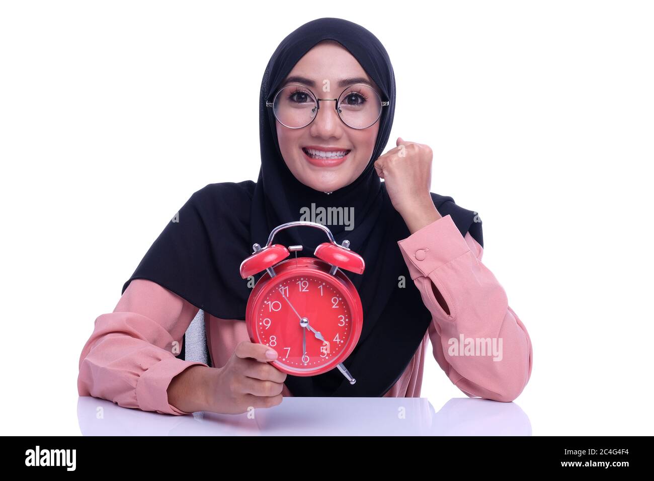 Emotion Face Or Expression Muslim Woman Face With Deference Time Clock