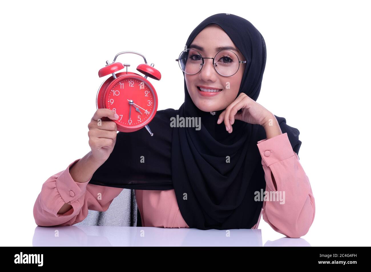 Emotion Face Or Expression Muslim Woman Face With Deference Time Clock