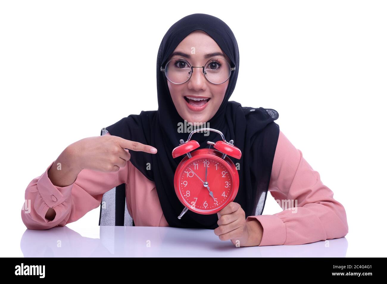 Emotion Face Or Expression Muslim Woman Face With Deference Time Clock