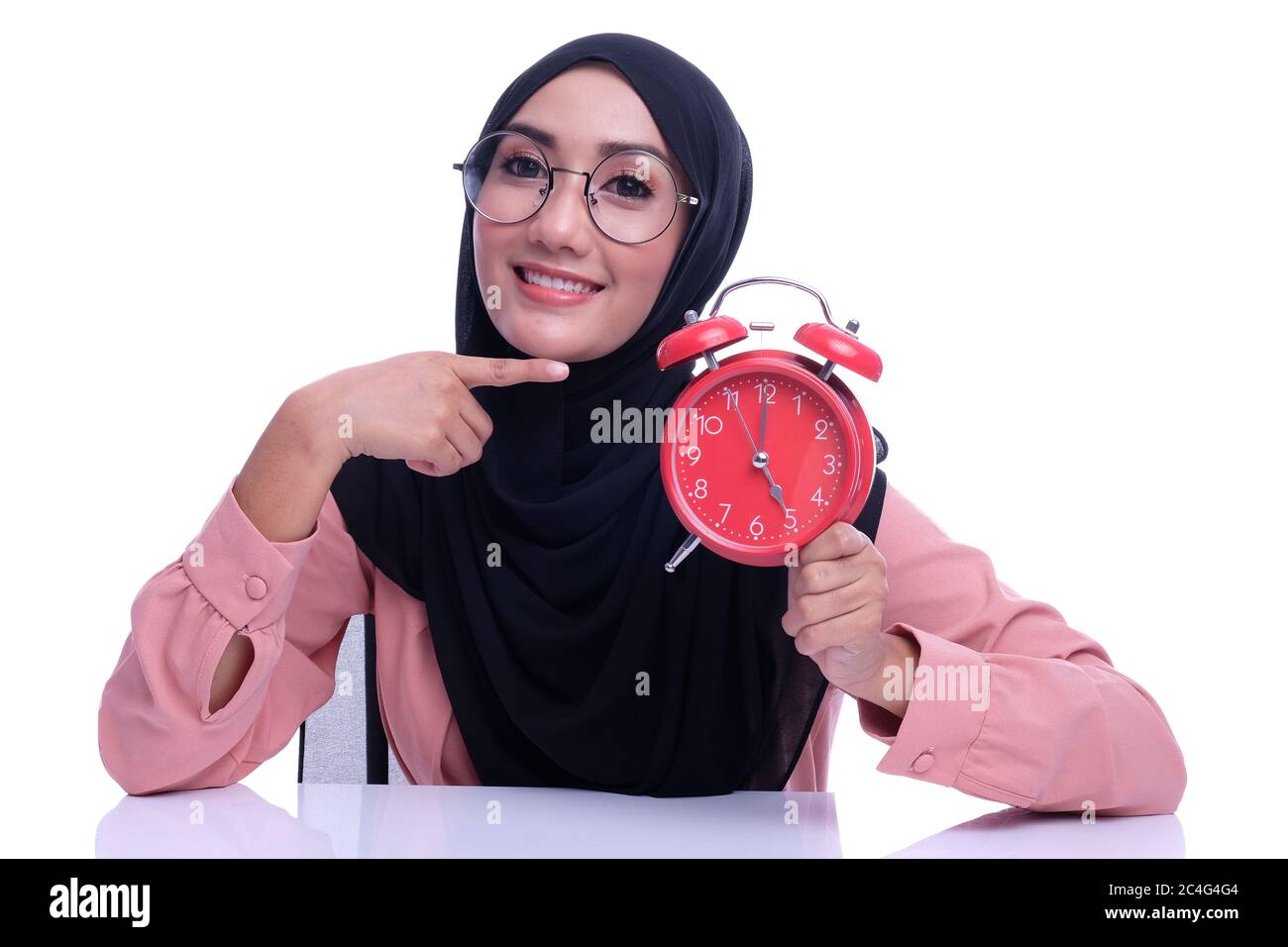 Emotion face or expression muslim woman face with deference time clock ...