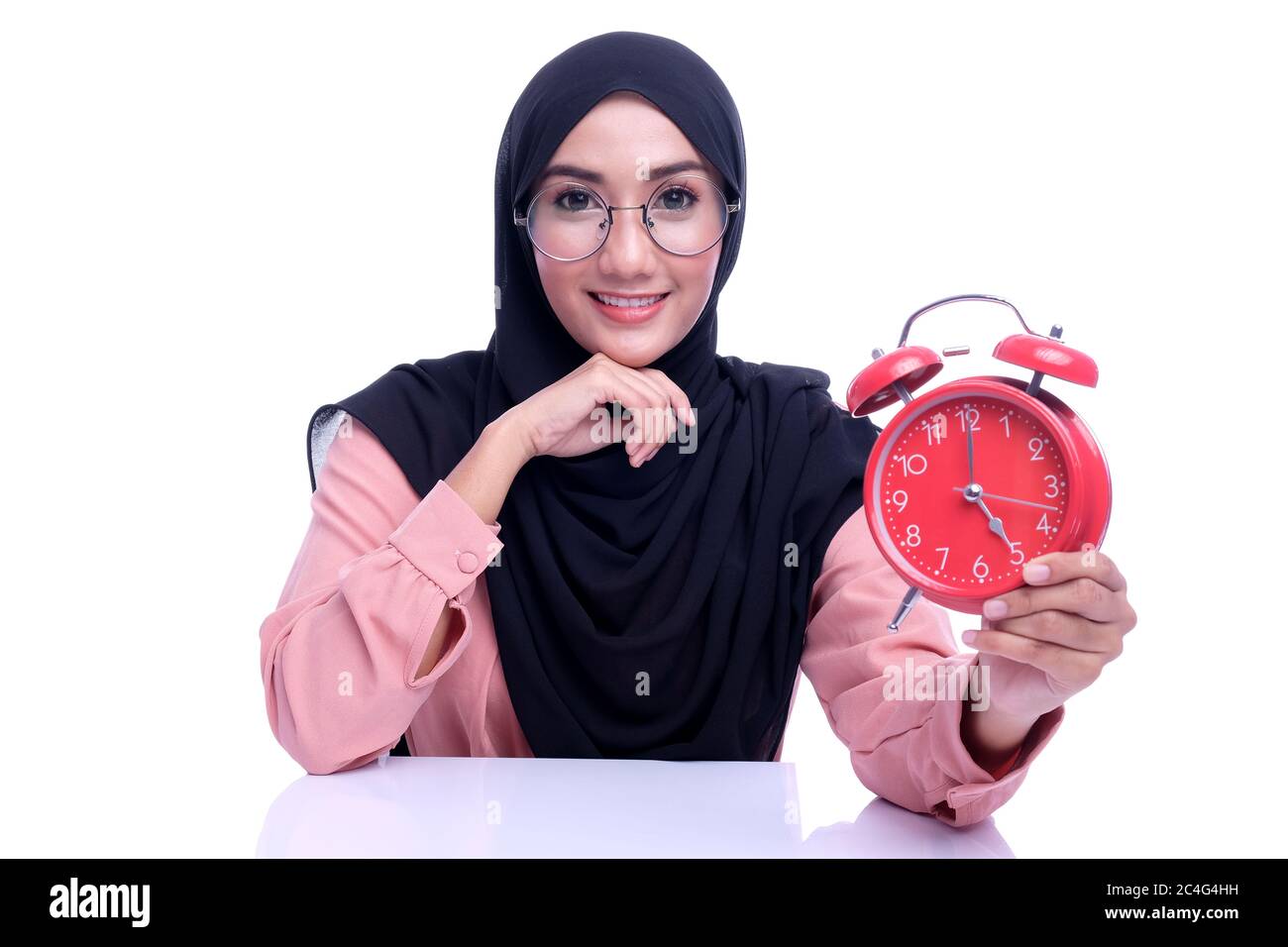 Emotion Face Or Expression Muslim Woman Face With Deference Time Clock