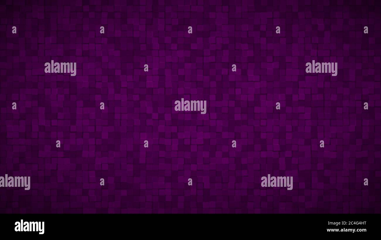 Abstract background of small squares or pixels in dark purple colors ...