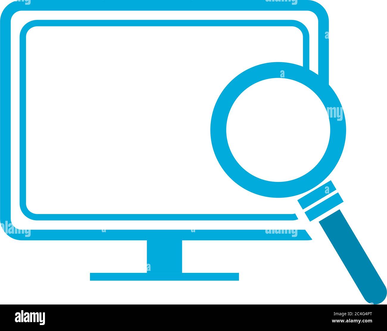 lupe with computer flat style icon design, Searching theme Vector ...