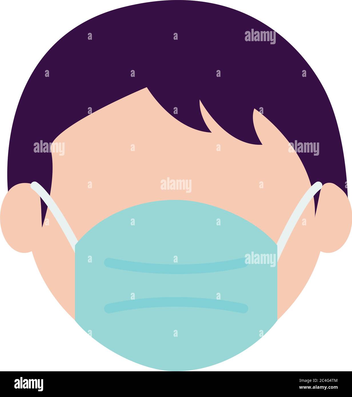 avatar man wearing medical mask over white background, flat style ...