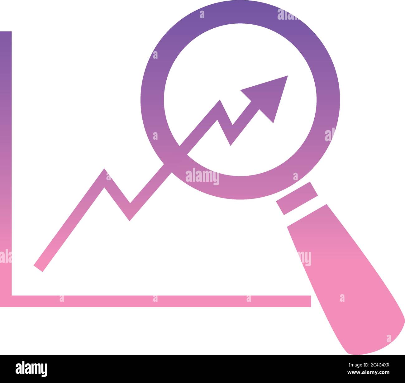 lupe with arrow increase chart gradient style icon design, Searching theme Vector illustration ...