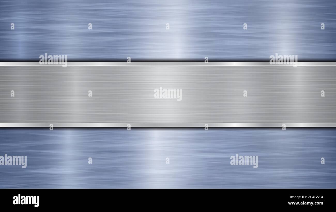 Background consisting of a blue shiny metallic surface and one ...
