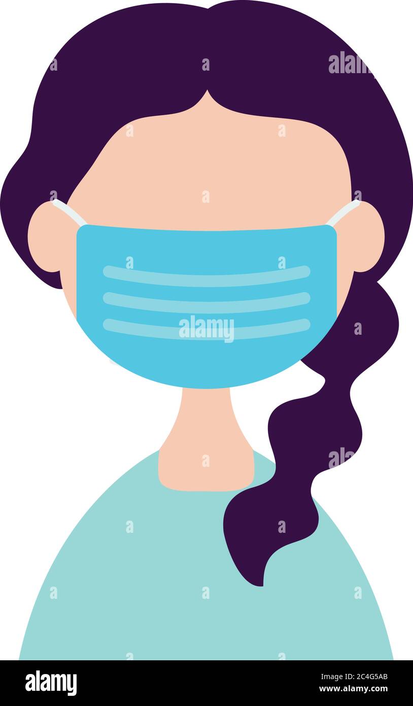 avatar woman with medical mask icon over white background, flat style ...