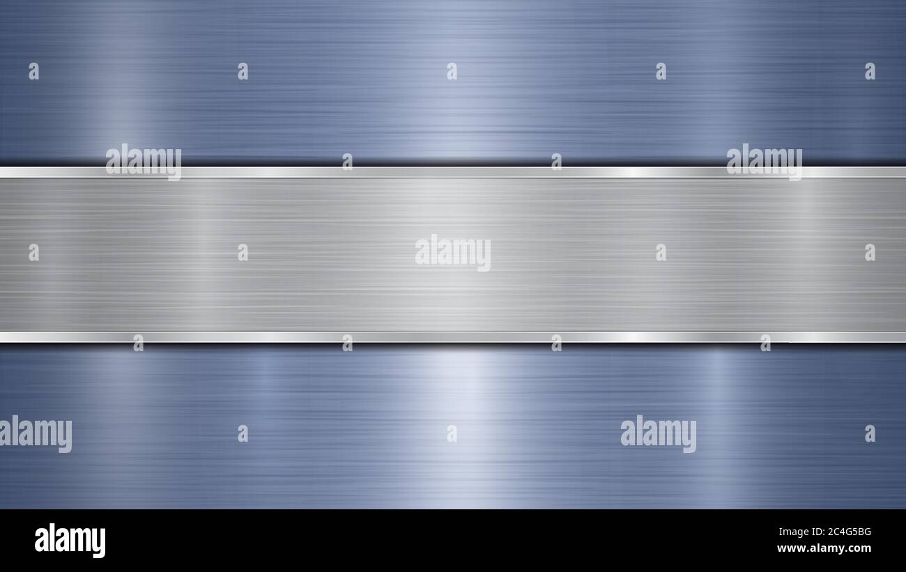 Background consisting of a blue shiny metallic surface and one ...