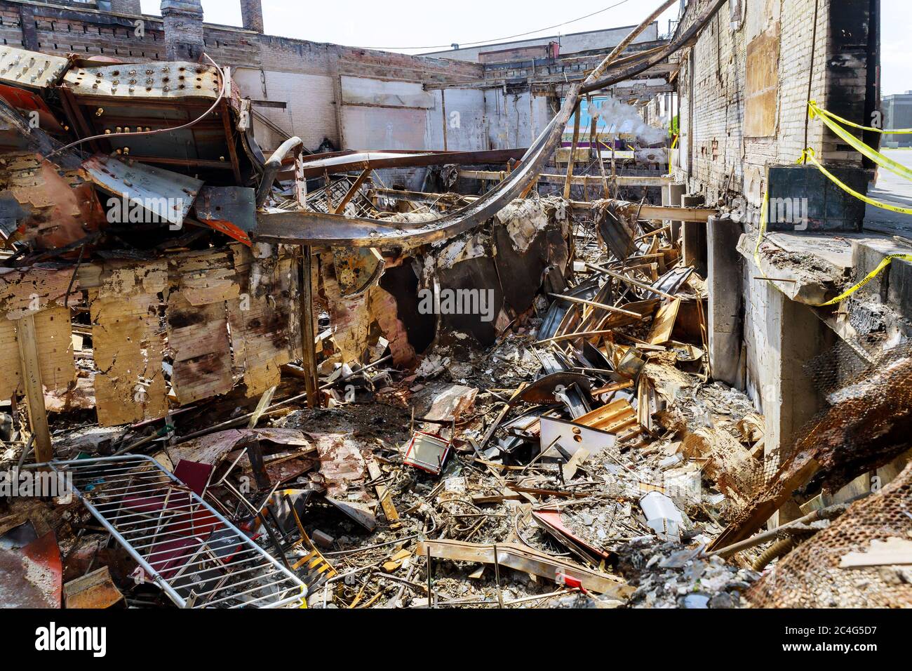 Abandoned in the empty building of the frame of damaged a place on the ...