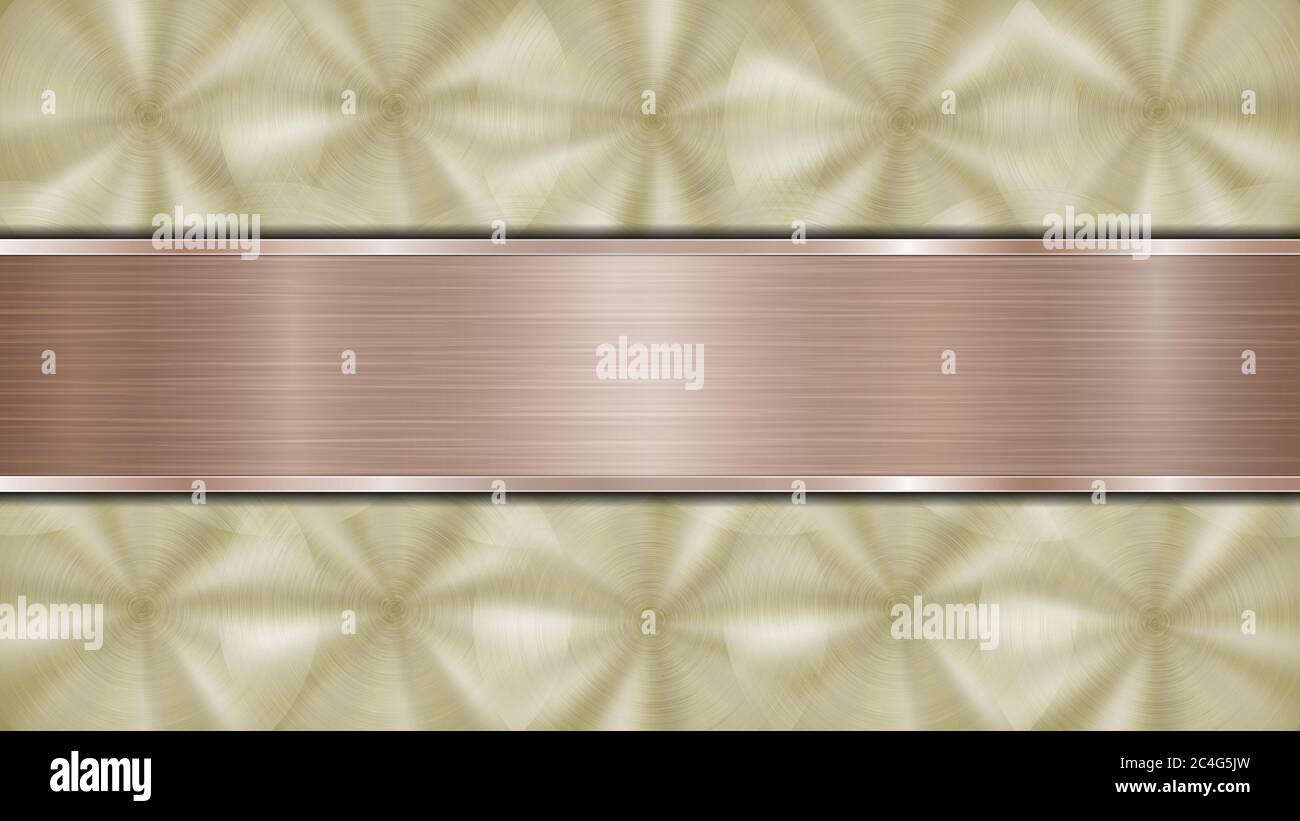 Background consisting of a golden shiny metallic surface and one ...
