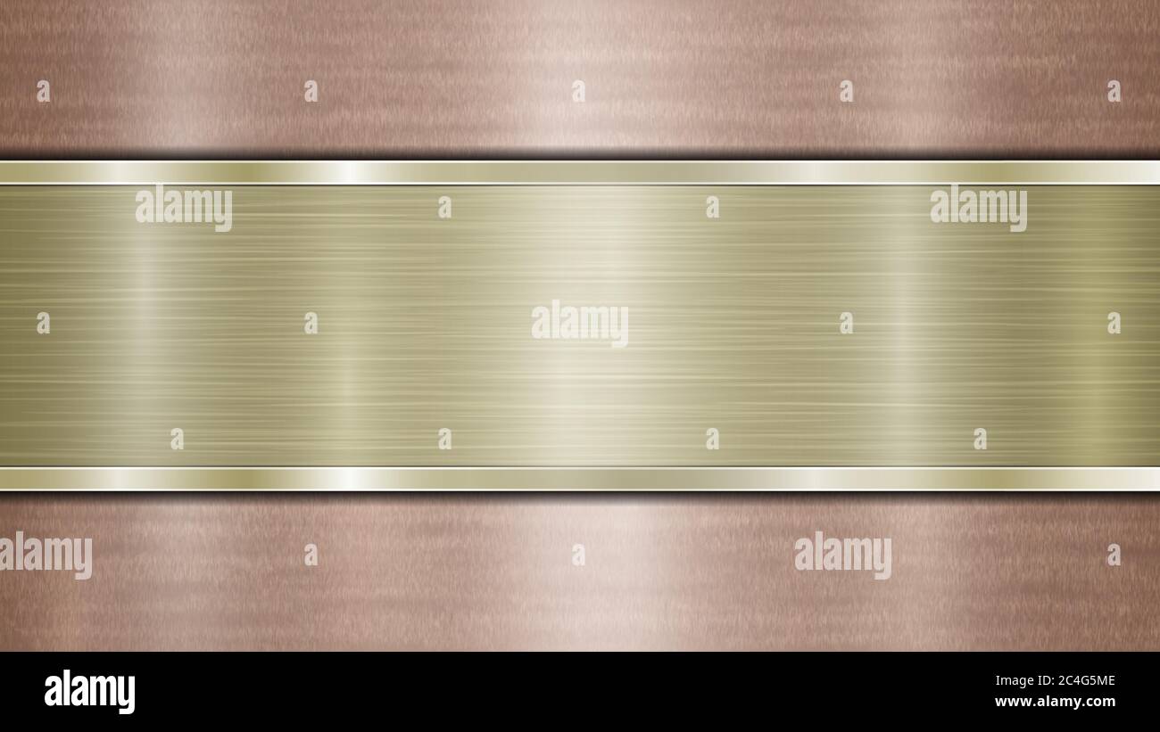Background consisting of a bronze shiny metallic surface and one ...
