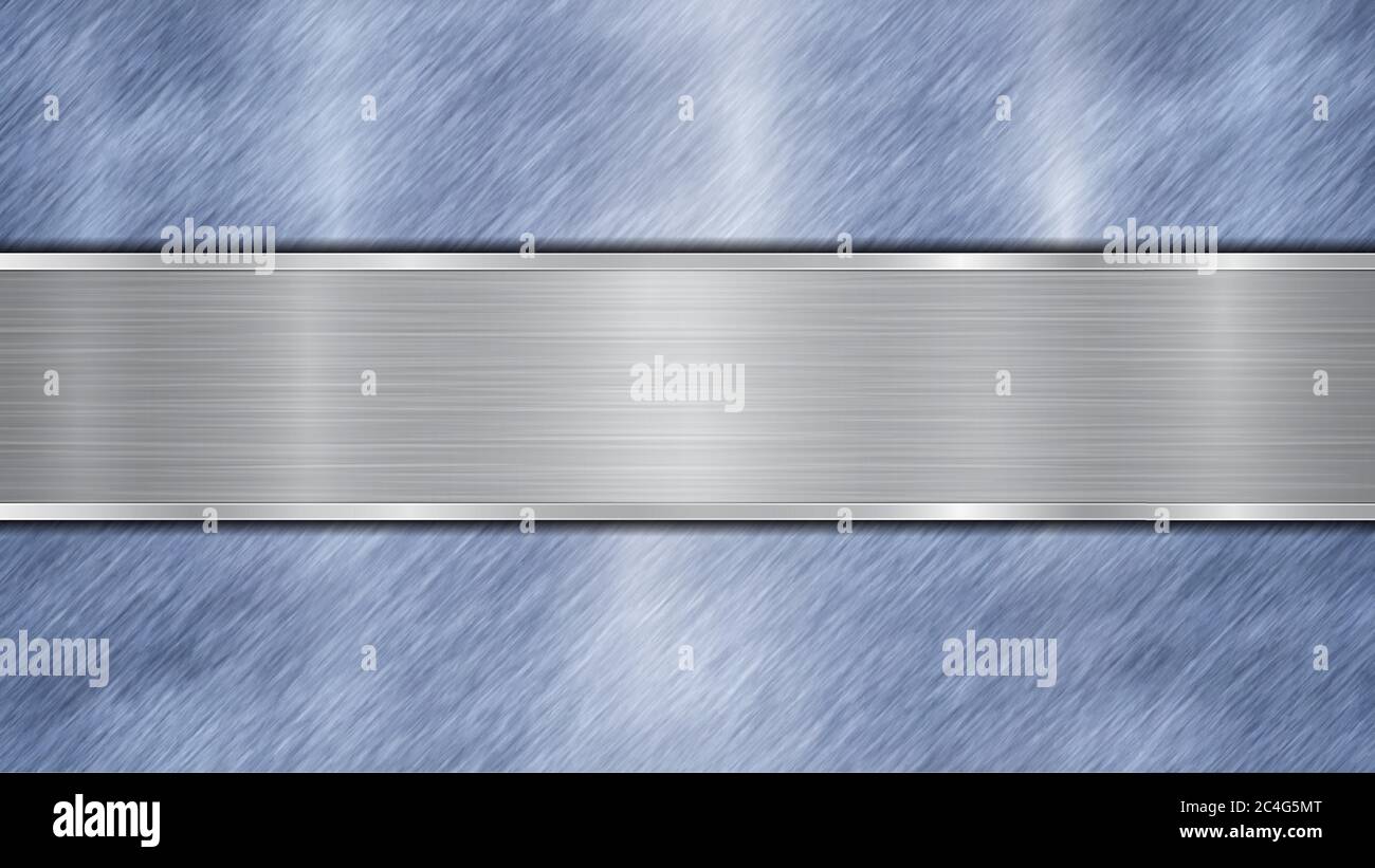 Background consisting of a blue shiny metallic surface and one ...
