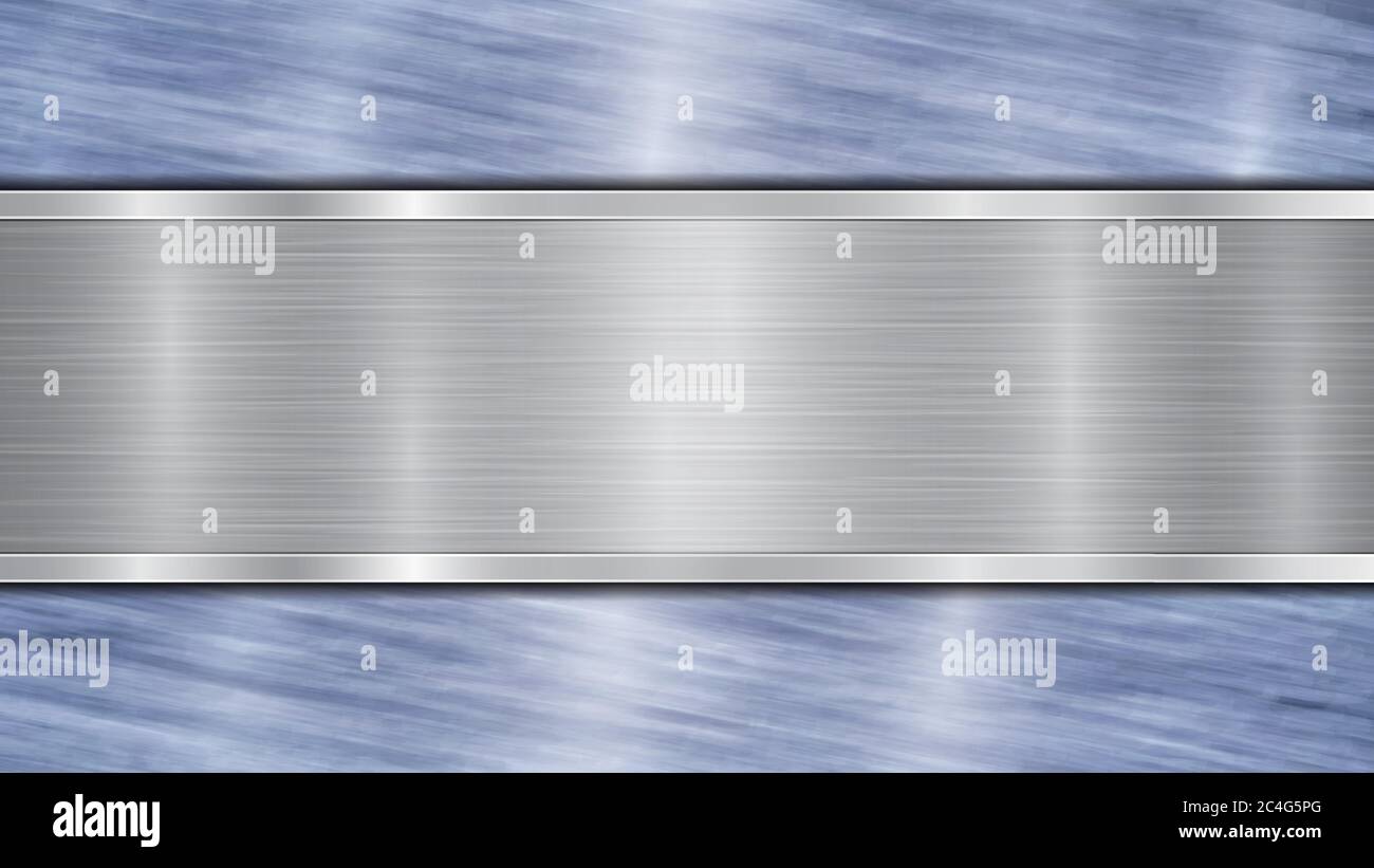 Background consisting of a blue shiny metallic surface and one ...