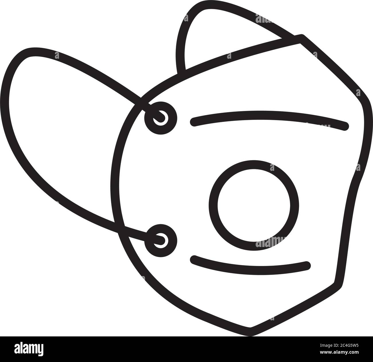 medical mask with filter over white background, line style, vector ...