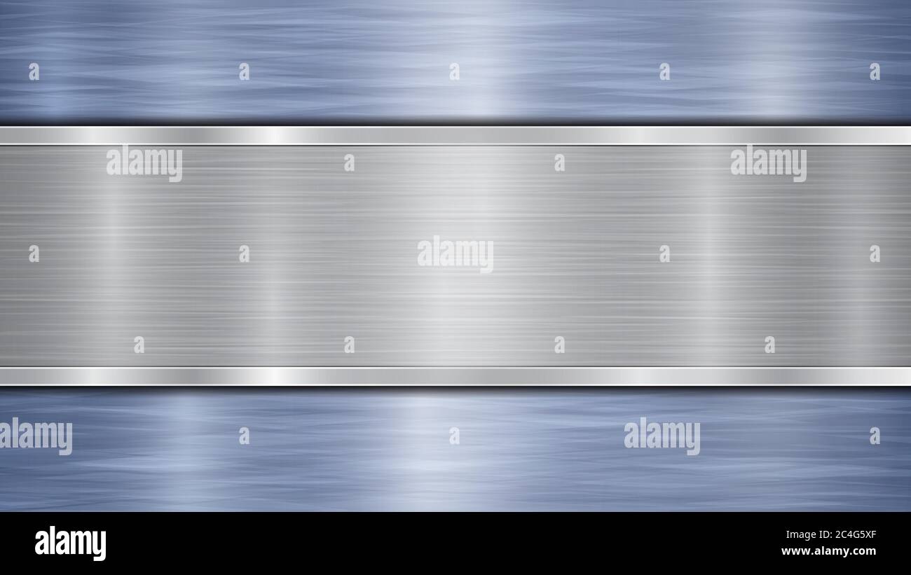 Background consisting of a blue shiny metallic surface and one ...