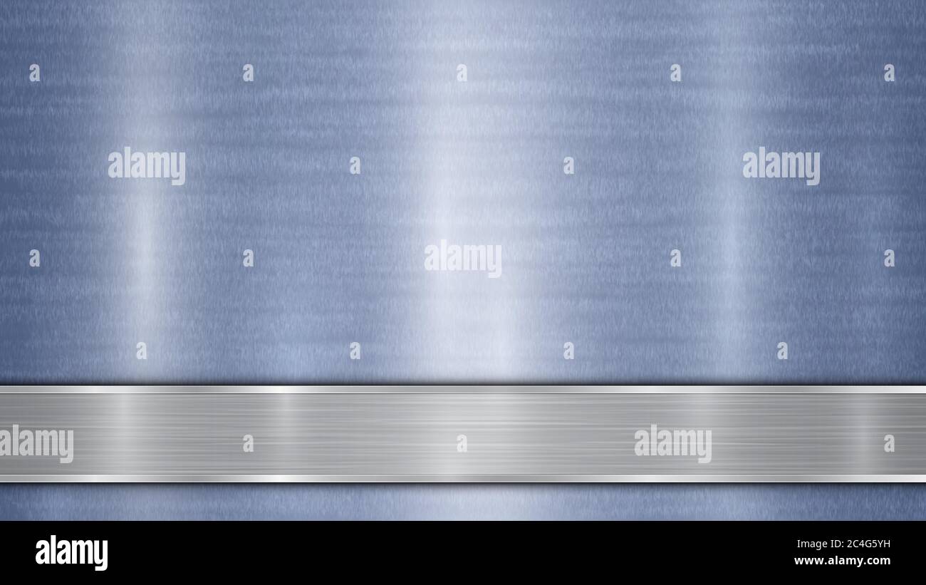 Background consisting of a blue shiny metallic surface and one ...