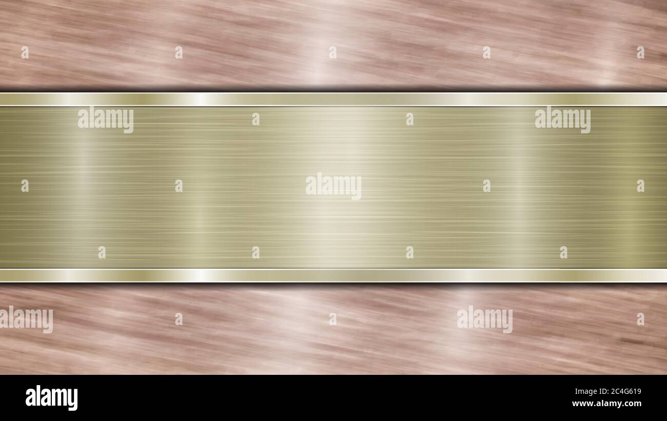 Background consisting of a bronze shiny metallic surface and one ...