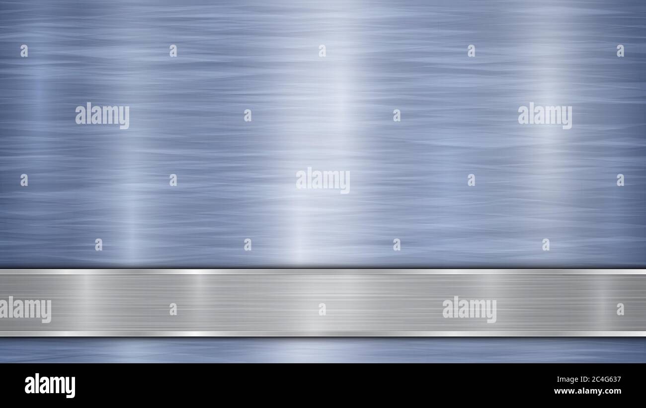 Background consisting of a blue shiny metallic surface and one ...