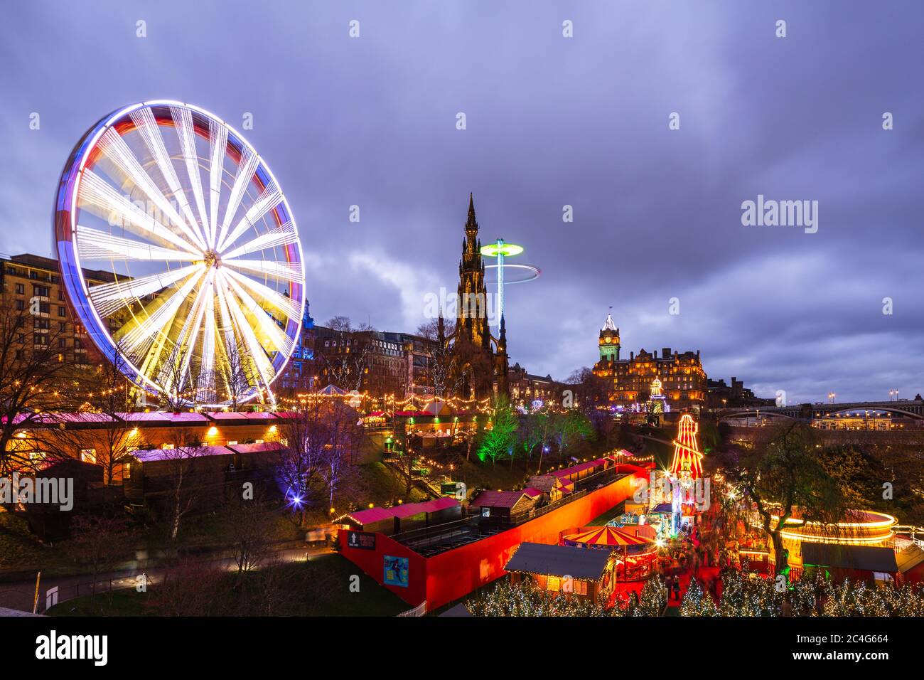 Rotating giant Ferris Wheel in Princes Street, Gardens on New Years Day ...