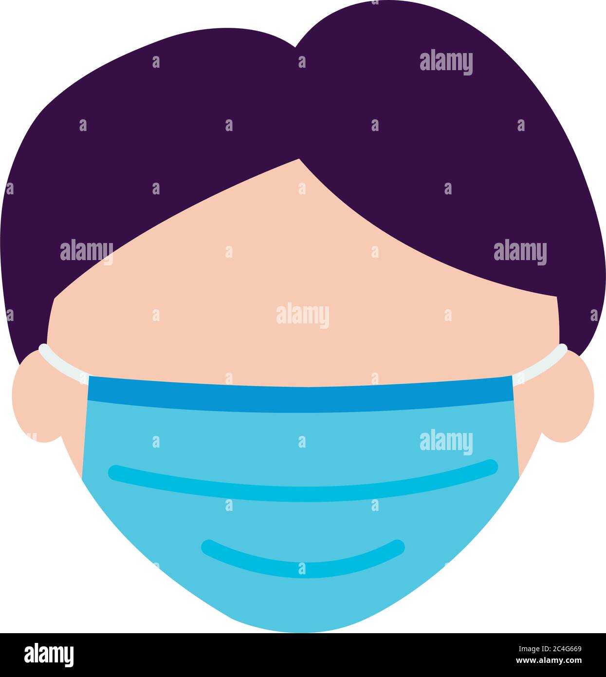 avatar man face wearing medical mask icon over white background, flat ...