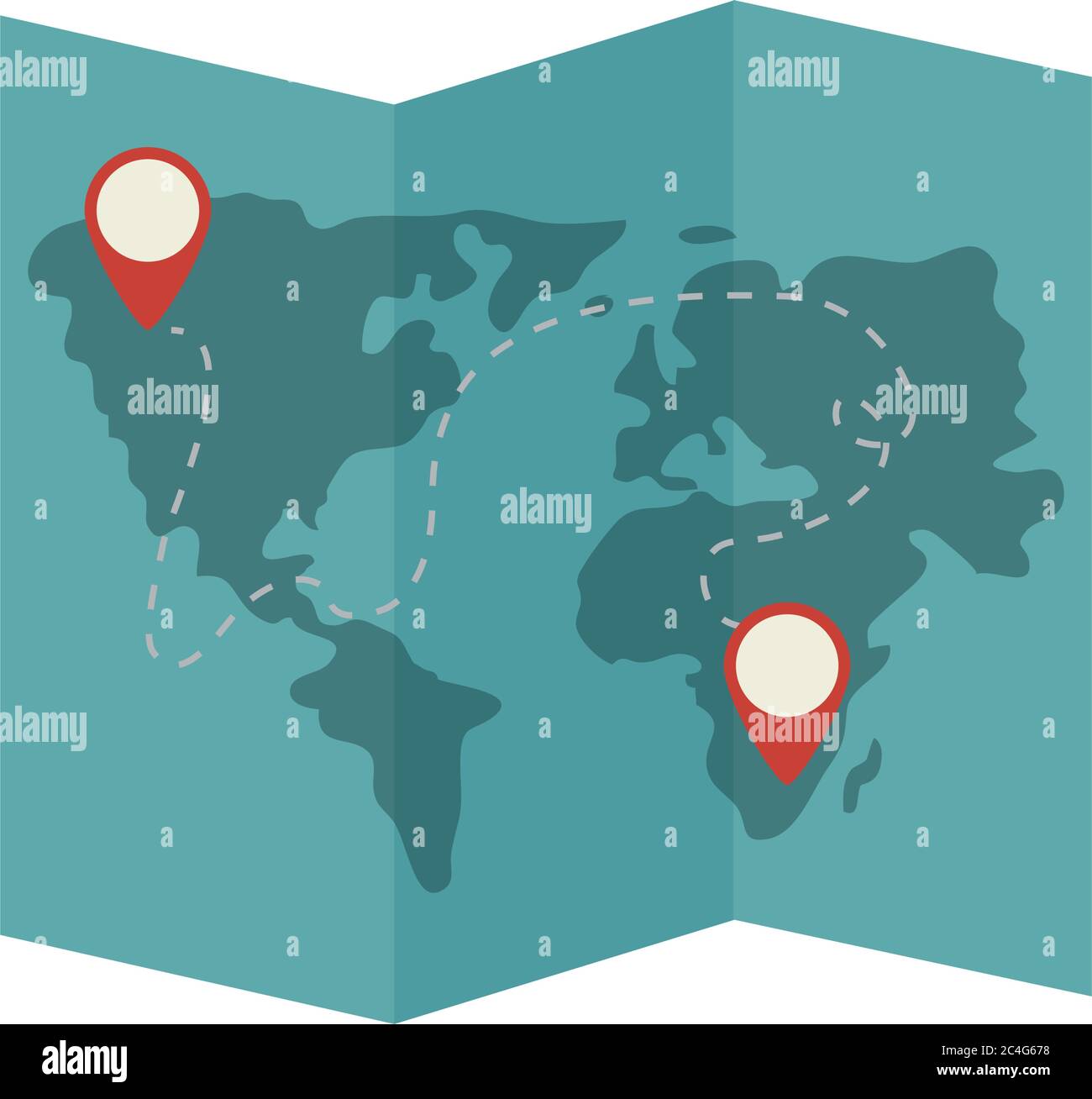 summer travel and vacation navigation map pin destination in flat style ...