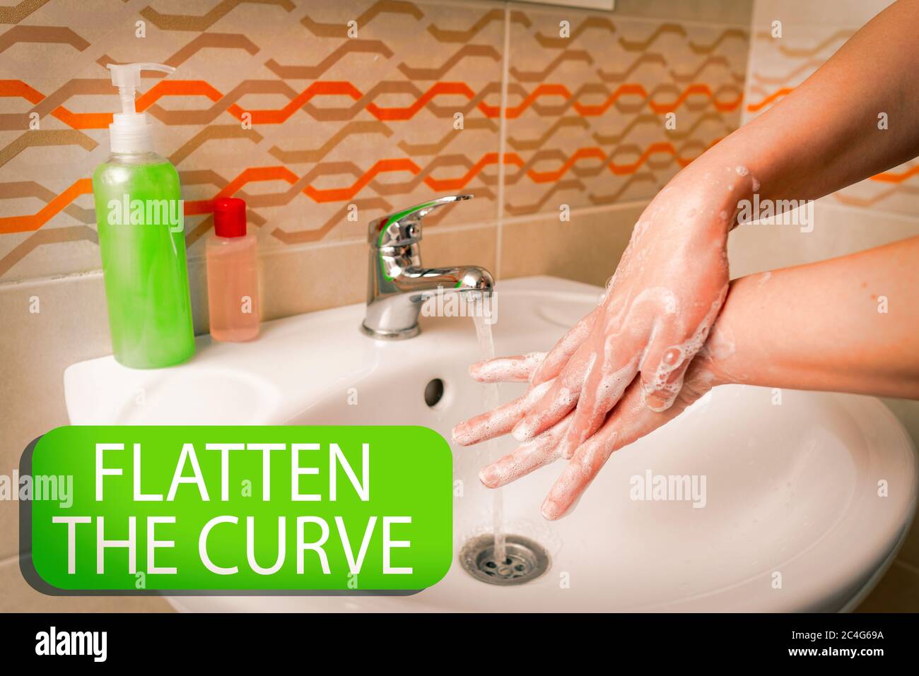 Writing note showing Flatten The Curve. Business concept for raising an ...