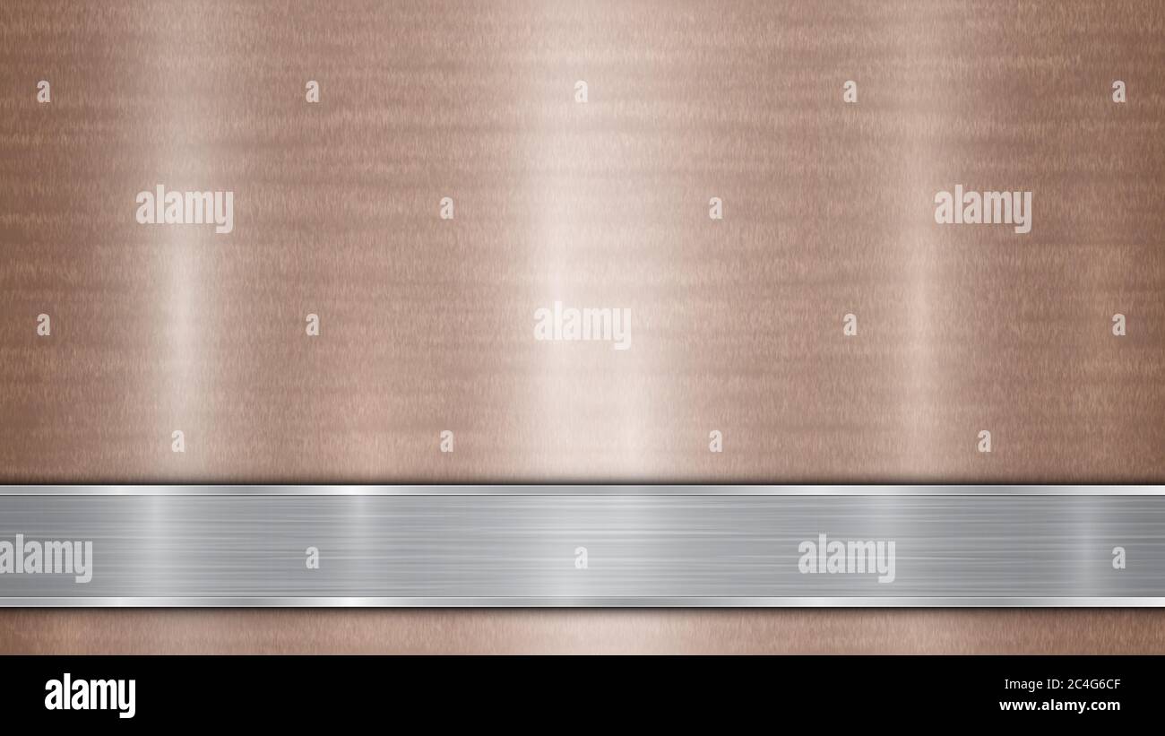 Background consisting of a bronze shiny metallic surface and one ...