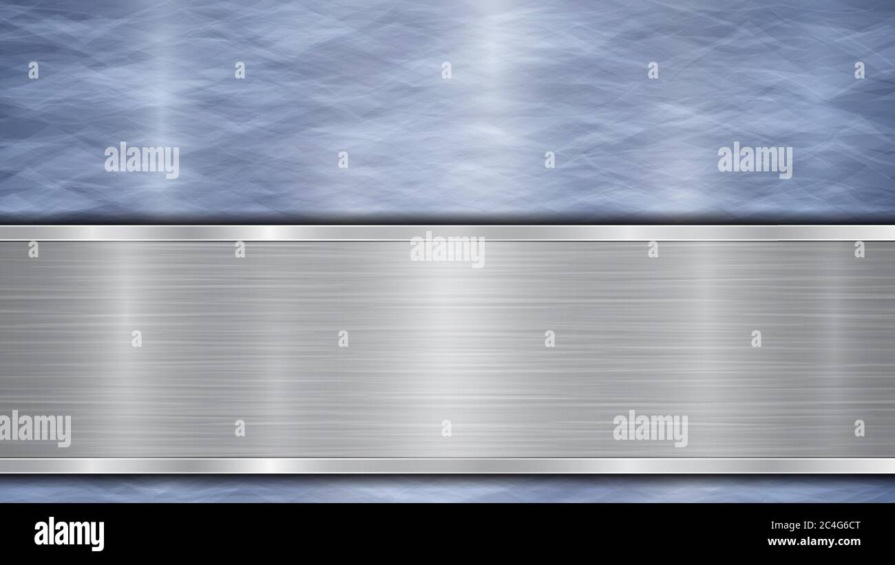 Background consisting of a blue shiny metallic surface and one ...