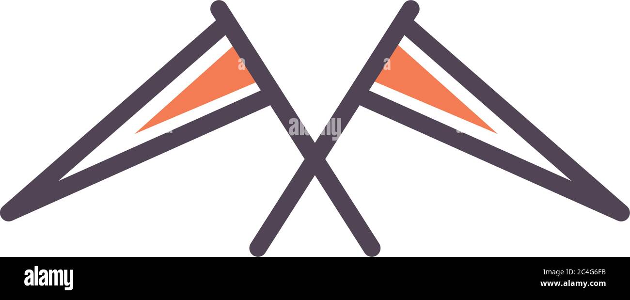 Racing flags line and fill style icon design, Speed race competition ...