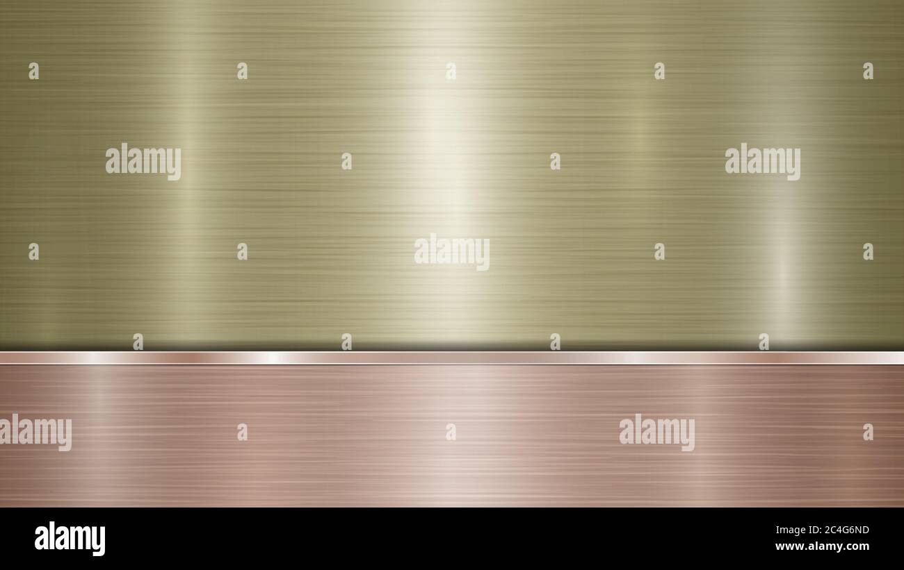 Background consisting of a golden shiny metallic surface and one ...