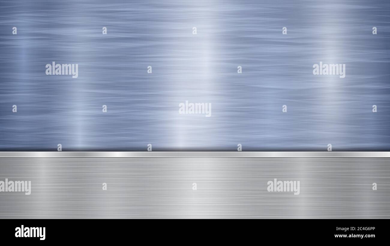 Background consisting of a blue shiny metallic surface and one ...