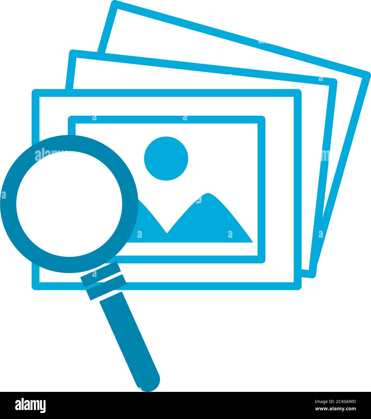 lupe with pictures flat style icon design, Searching theme Vector ...