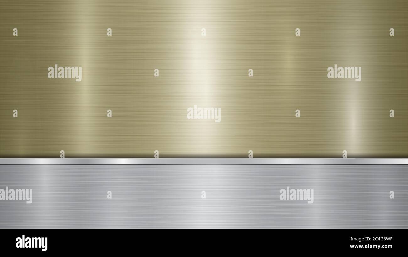 Background consisting of a golden shiny metallic surface and one ...