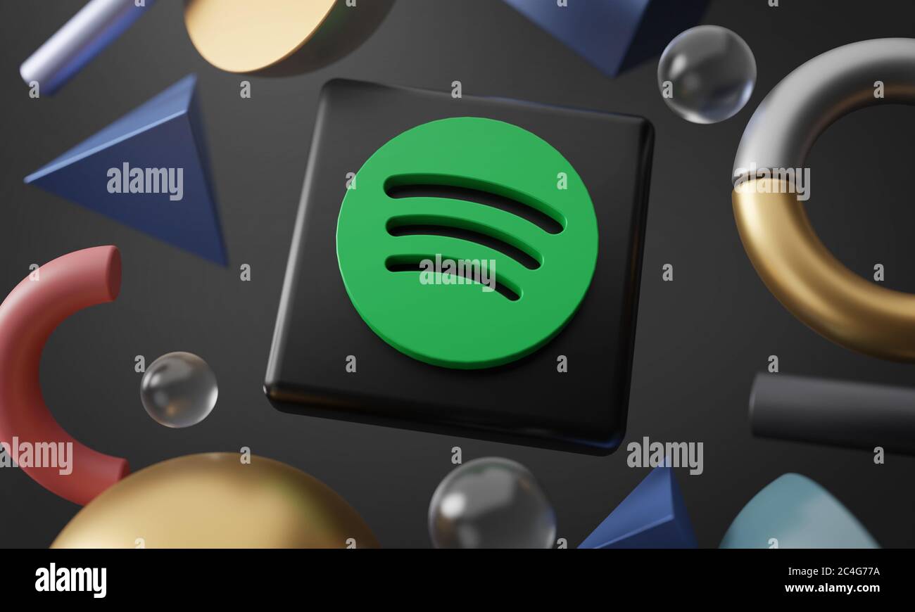 Spotify Logo Around 3D Rendering Abstract Shape Background Stock Photo ...